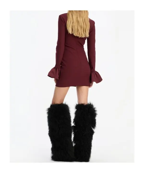 ROTATE BY BIRGER CHRISTENSEN Long Sleeve Frill Cuff Mini Dress