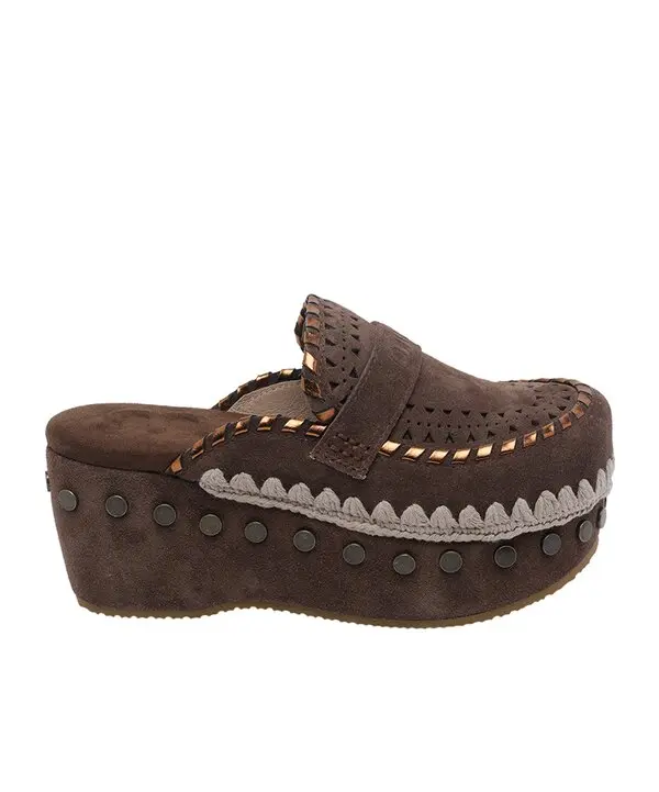Mou Platform Studded Clogs - Black