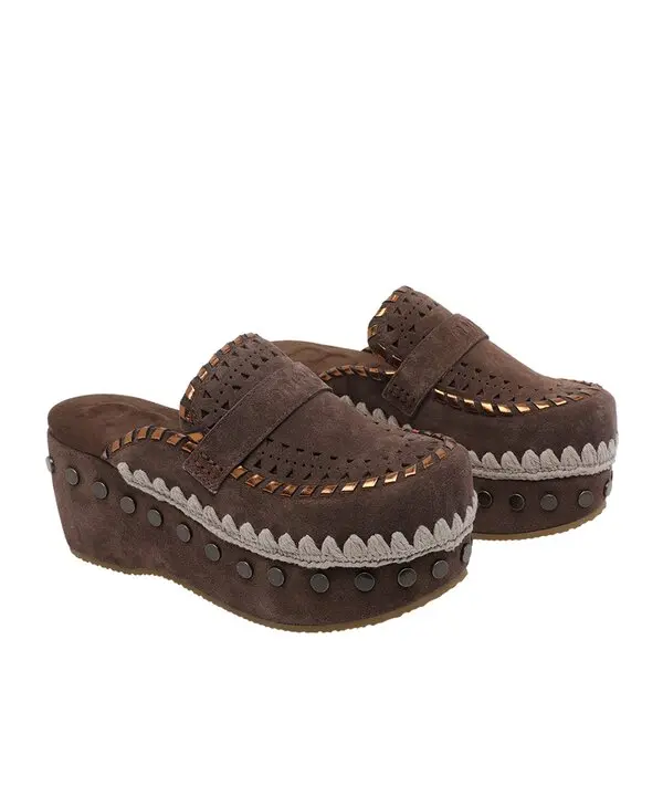 Mou Platform Studded Clogs - Black