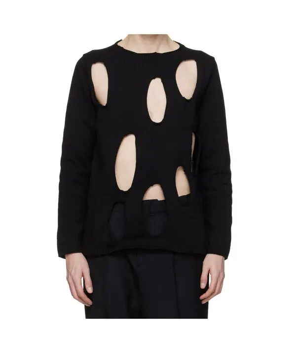Comme Des Garçons Cutout Crew-neck Knitwear - Black