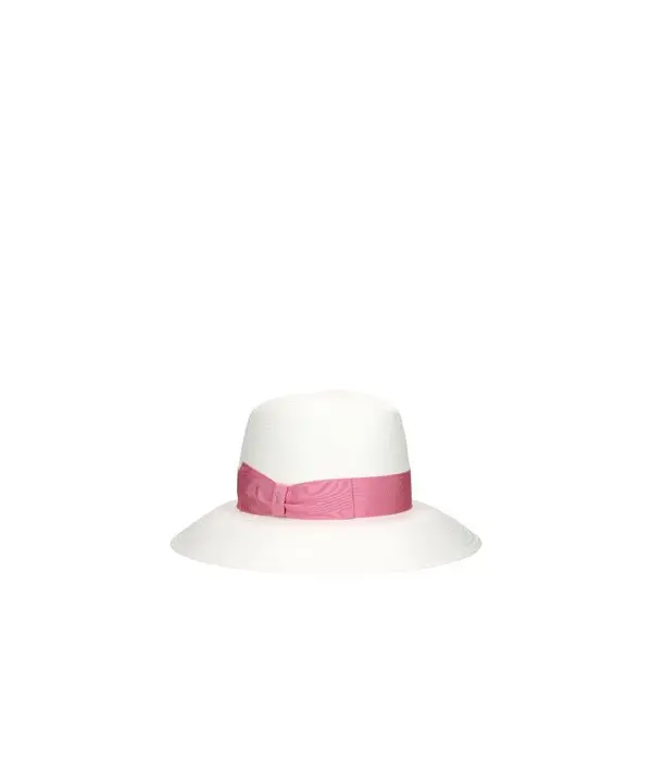 Borsalino Claudette Grosgrain-trim Straw Hat - White