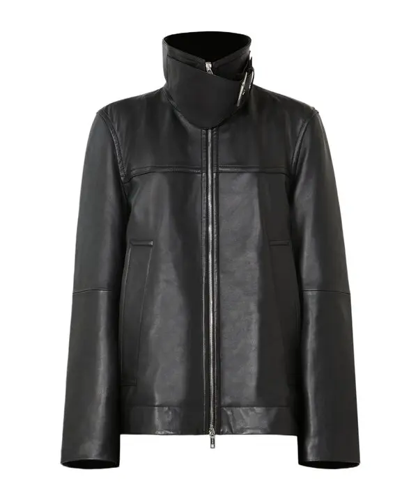 Sportmax High-neck Zip-up Leather Jacket