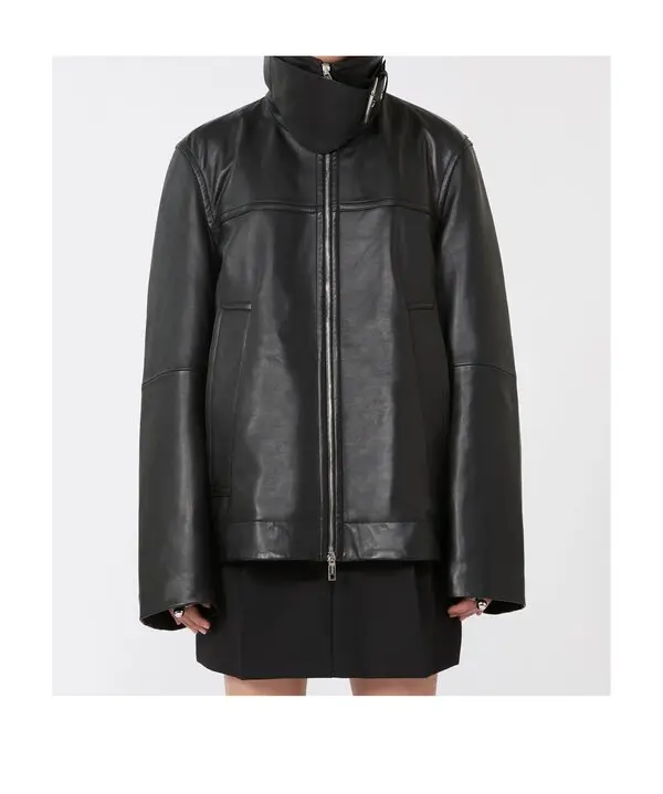 Sportmax High-neck Zip-up Leather Jacket