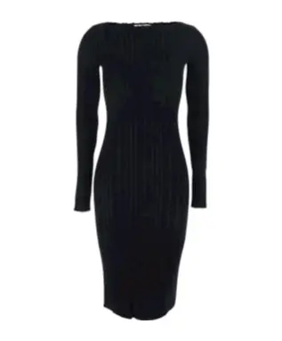 TWINSET Boat Neck Ribbed Midi Dress