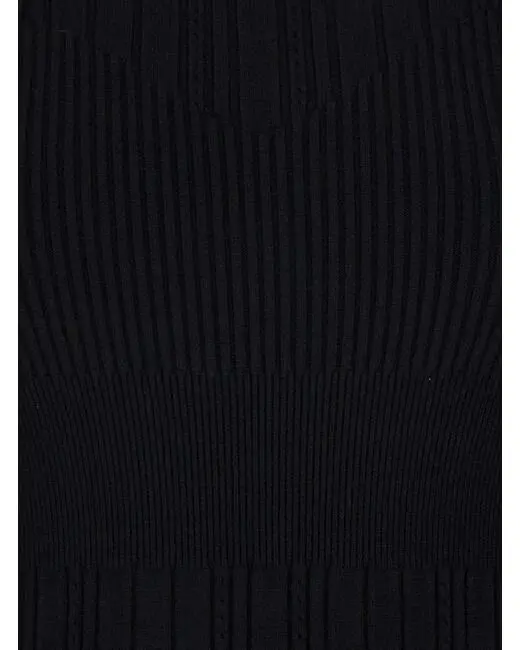 TWINSET Boat Neck Ribbed Midi Dress