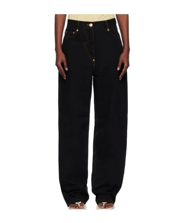 PUSHBUTTON Straight-leg Jeans With Belt Loops And Contrast Stitching