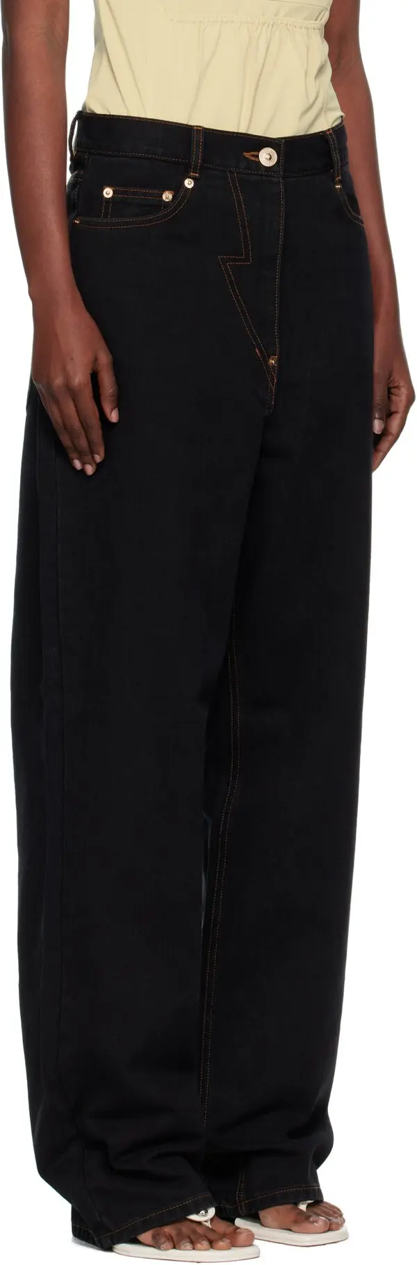PUSHBUTTON Straight-leg Jeans With Belt Loops And Contrast Stitching
