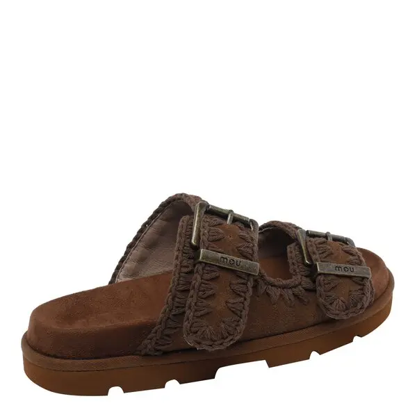 Mou Buckled Flat Sandals - Brown