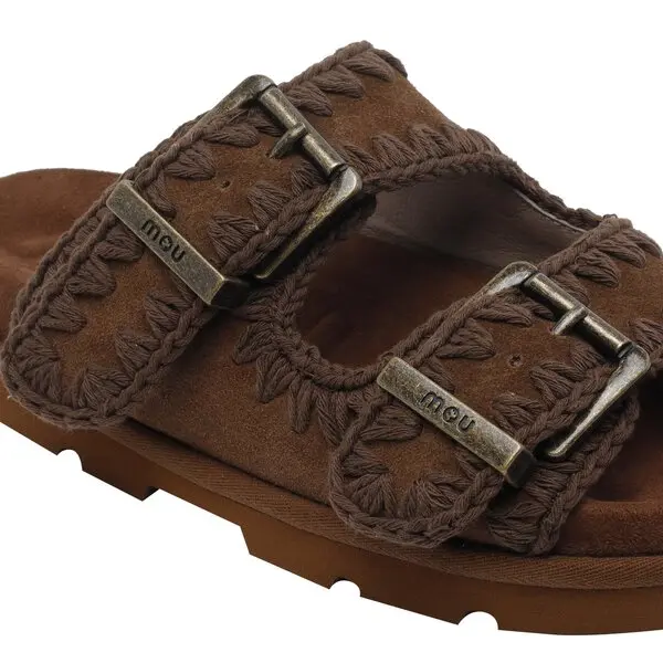 Mou Buckled Flat Sandals - Brown