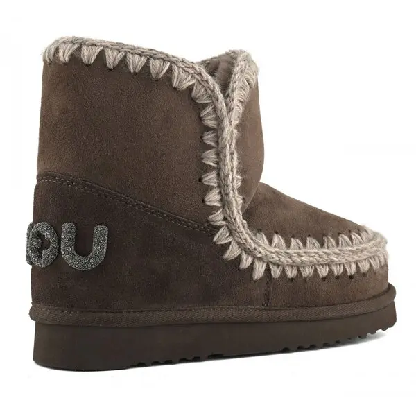 Mou Eskimo 18 Glitter Logo Ankle Boots - Brown Pepper