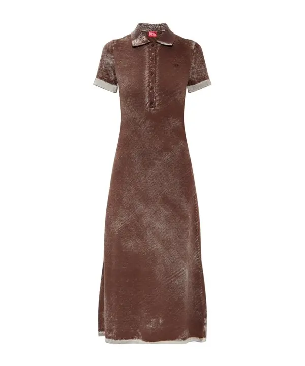 DIESEL® M-lourens Half-buttoned Polo-collar Midi Dress - Brown