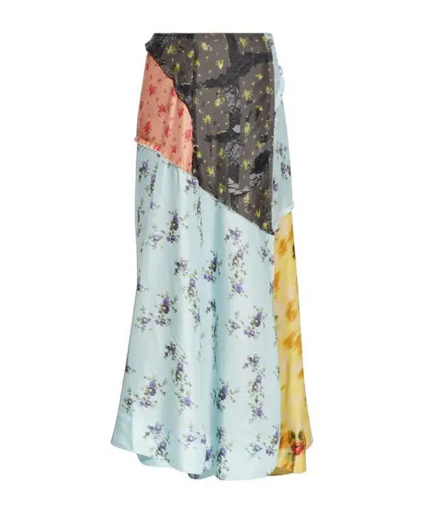 GANNI Patchwork Floral-print Ankle-length Skirt - Multi-color