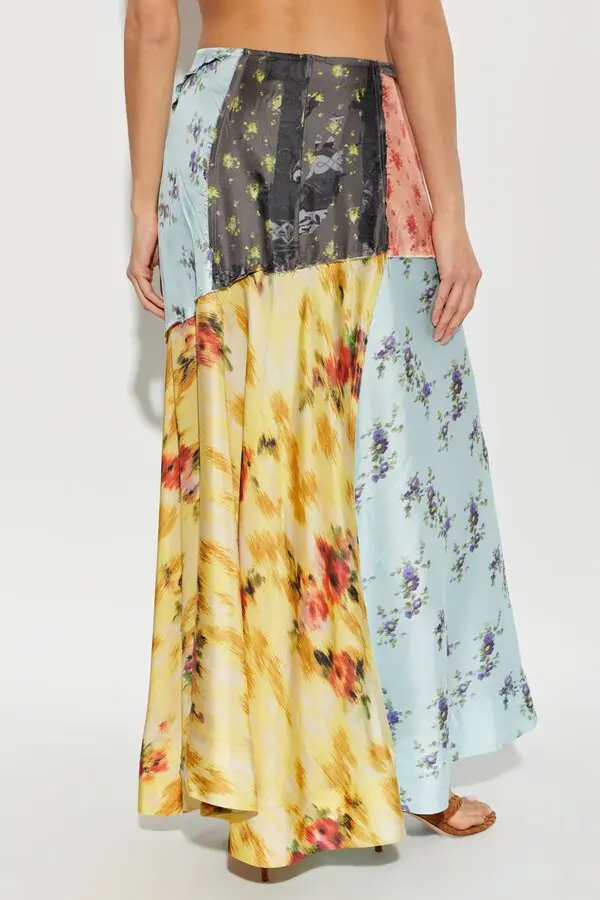GANNI Patchwork Floral-print Ankle-length Skirt - Multi-color