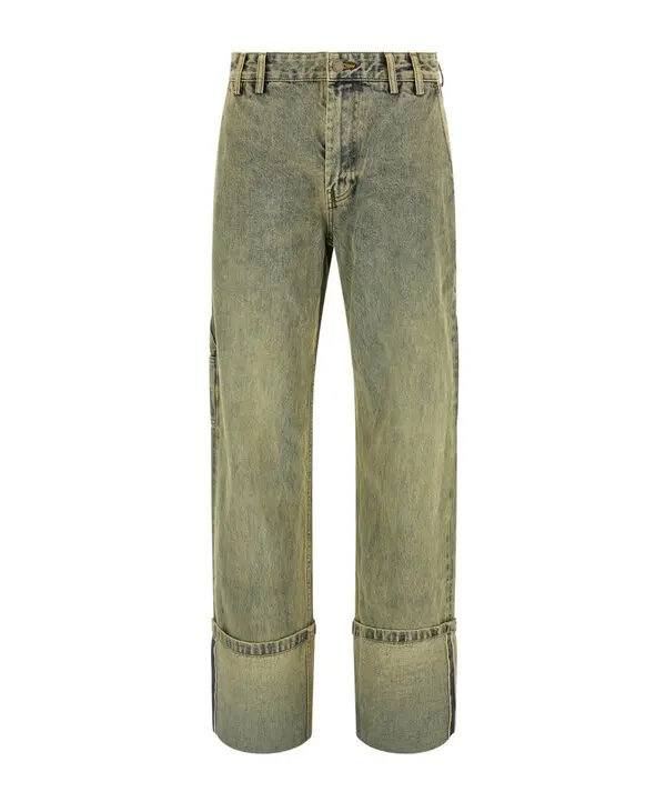 ENTIRE STUDIOS Denim Trousers With Belt Loops - Green