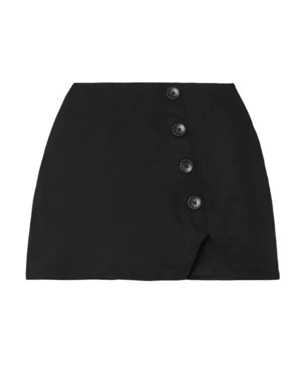 REFORMATION Taylor Button Detail Mini Skirt - Black