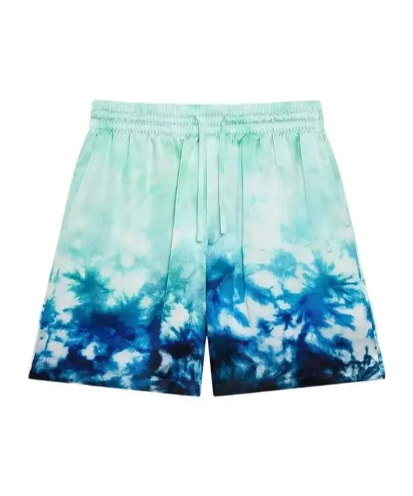 Casablanca Surf Lotus Satin Shorts - Indigo