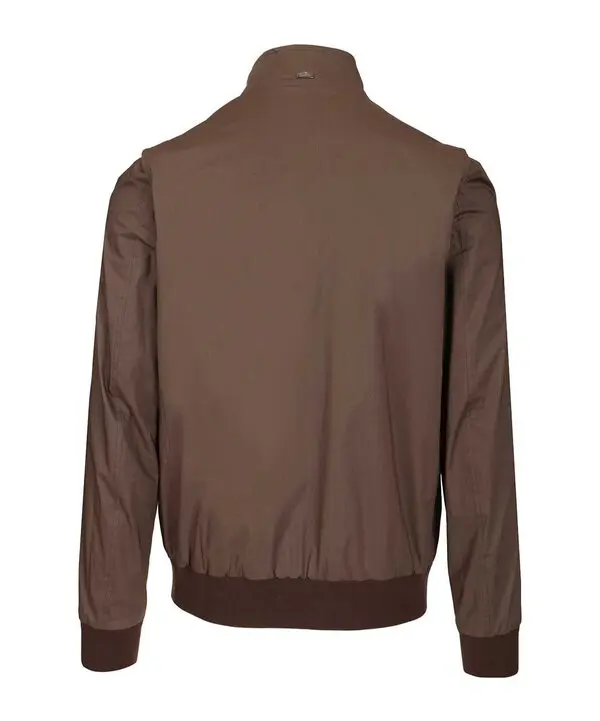 Herno Zip-up Bomber Jacket With Stand Collar - Brown