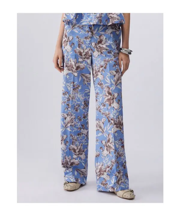 Liu Jo Poplin Palazzo Trousers - Light Blue