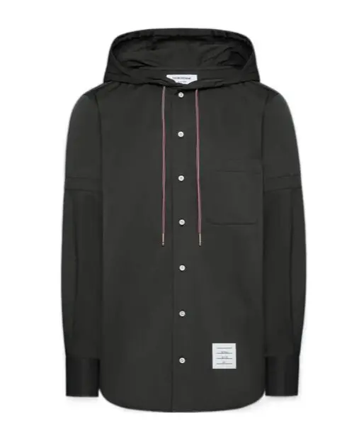 Thom Browne Hooded Armband-detail Shirt - Black