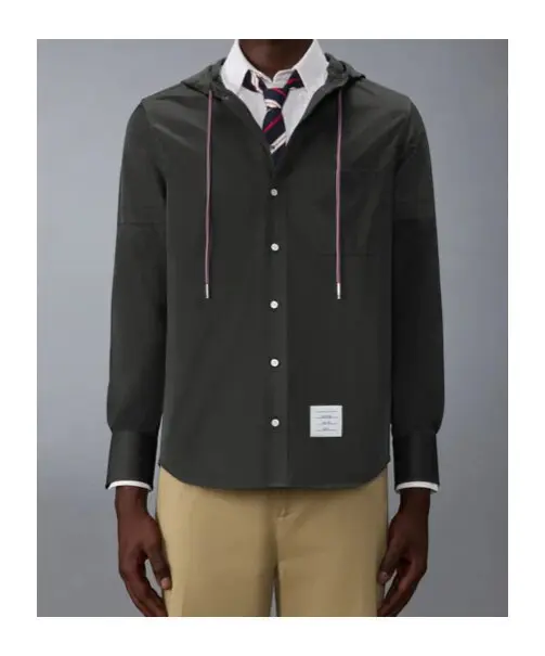 Thom Browne Hooded Armband-detail Shirt - Black