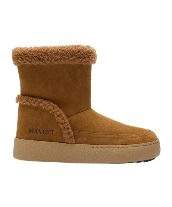 Moon Boot Logo Printed Ankle Boots - Cognac Brandy