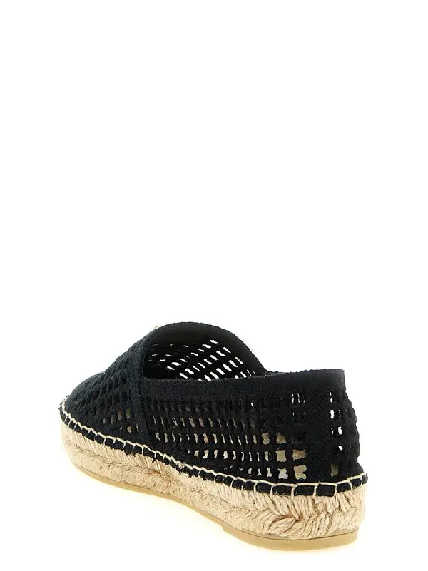 Prada Crochet Espadrilles With Logo Detailing - Black