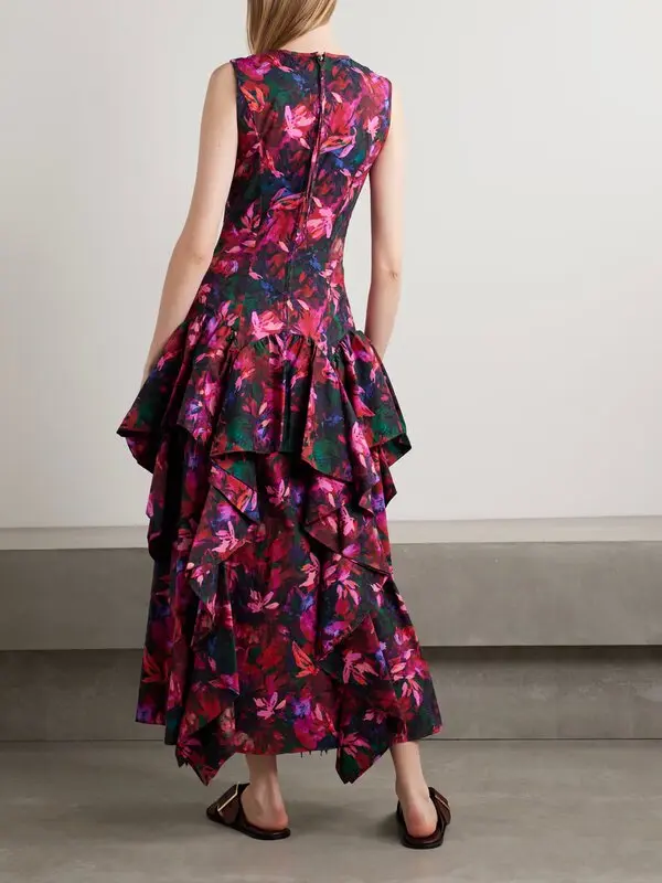Ulla Johnson Floral Pleated Ruffled Maxi Dress