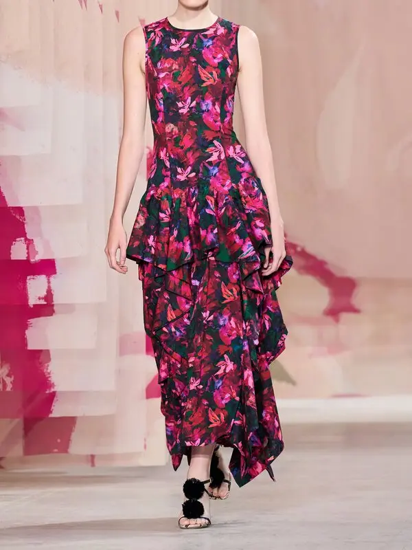 Ulla Johnson Floral Pleated Ruffled Maxi Dress