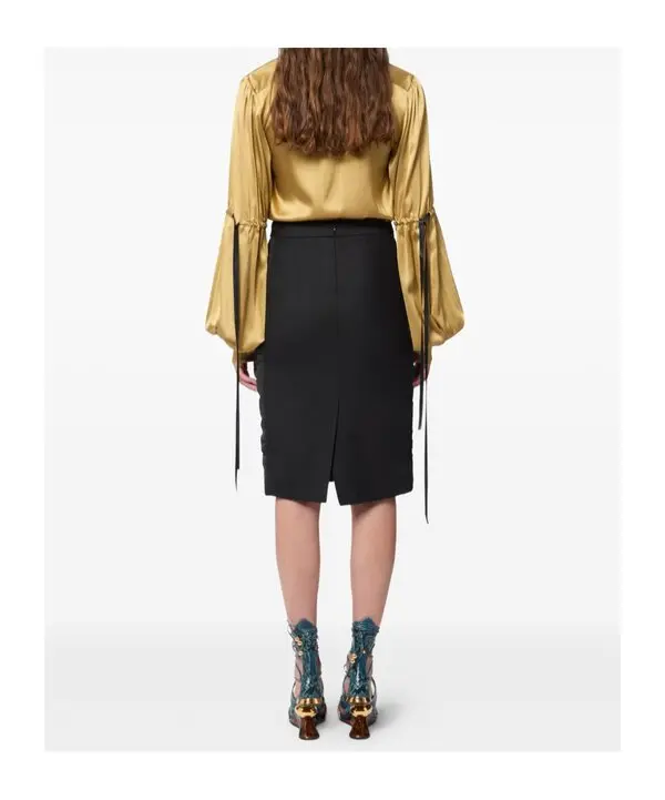 Nina Ricci Ruched Effect Wool Midi Skirt