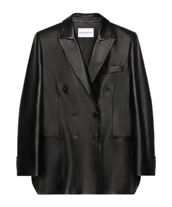 Givenchy Cutout Double-breasted Leather Blazer - Black