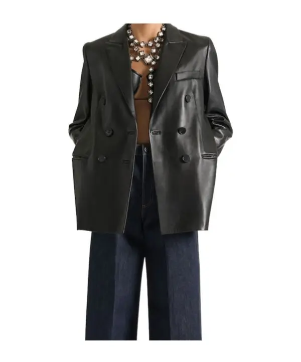 Givenchy Cutout Double-breasted Leather Blazer