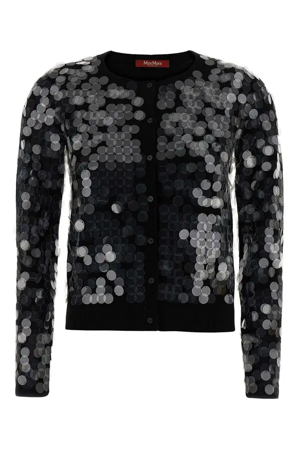 Max Mara Necton Sequin Embellished Knit Cardigan - Black