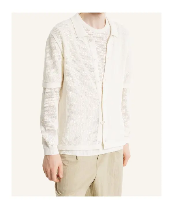 Maison Kitsuné Open-knit Short-sleeved Cardigan