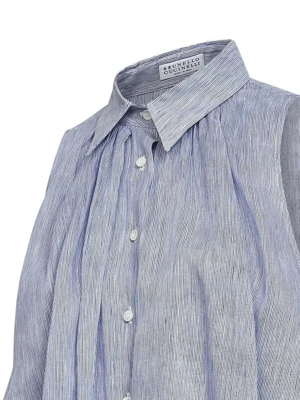 Brunello Cucinelli Sleeveless Striped Pleated Top