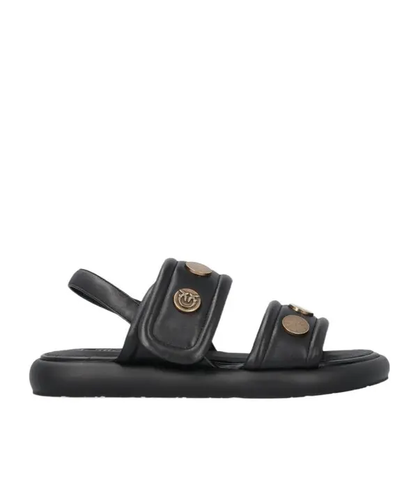 Pinko Studded Leather Sandals - Black