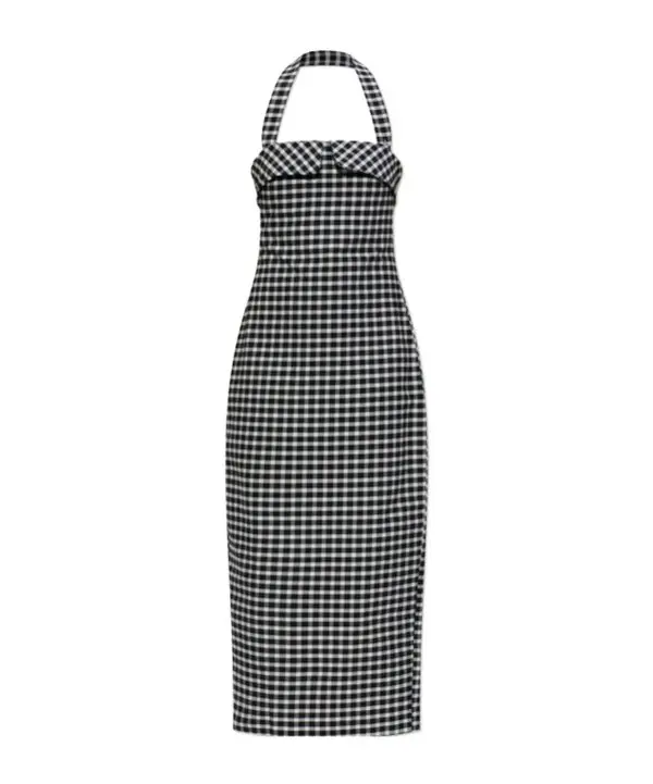 Posse Chuara Gingham Check Midi Dress - Black