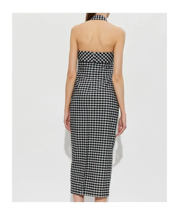 Posse Chuara Gingham Check Midi Dress - Black