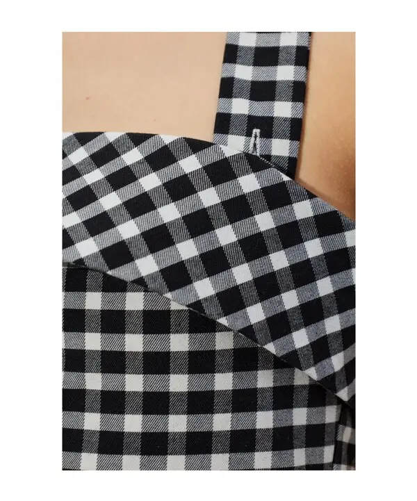 Posse Chuara Gingham Check Midi Dress - Black