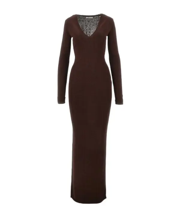 ENTIRE STUDIOS Long Sleeve V-neck Knitted Maxi Dress