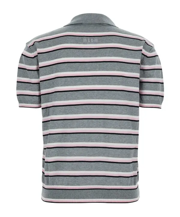 MSGM Striped Knit Polo Top