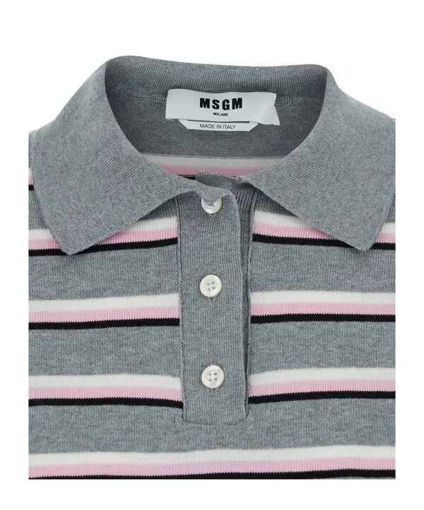 MSGM Striped Knit Polo Top