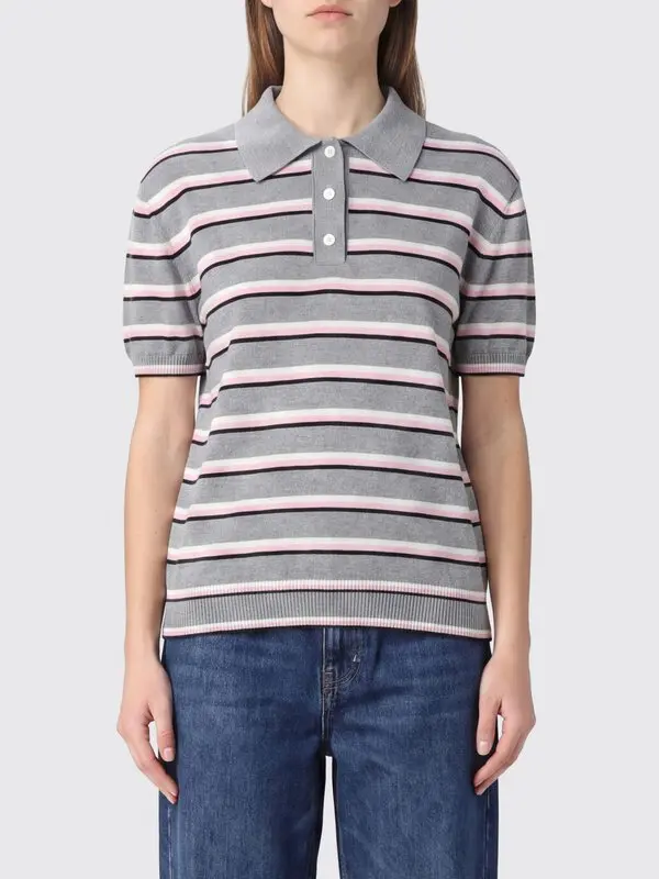 MSGM Striped Knit Polo Top