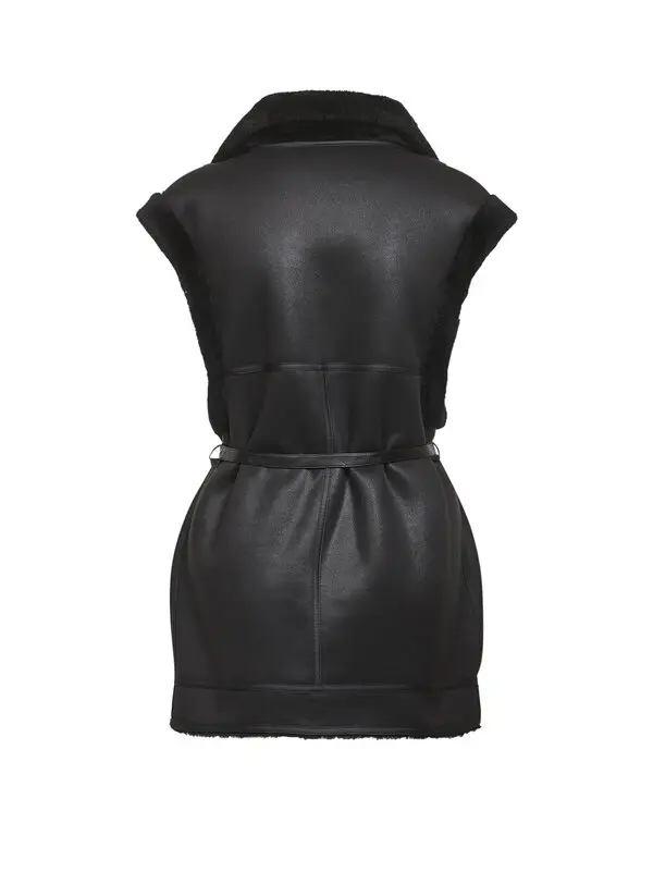 URBANCODE Reversible Faux Leather Belted Sleeveless Jacket