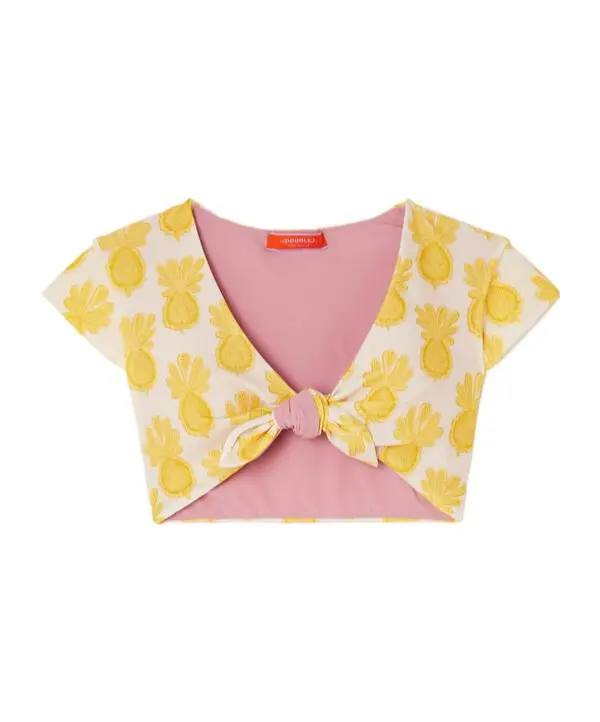 La DoubleJ Bardot Tie-front Bikini Top - Yellow