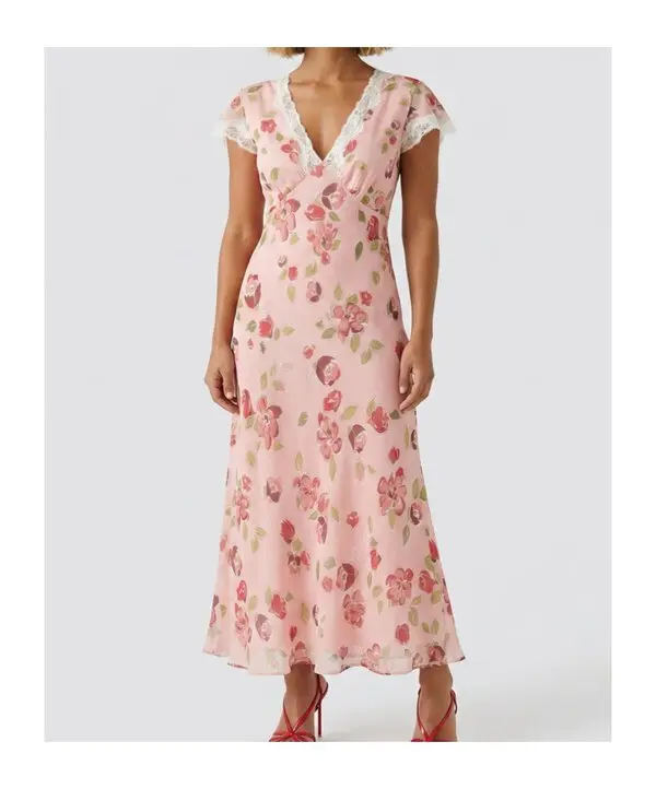 Rixo Printed Clarice Maxi Dress - Pink