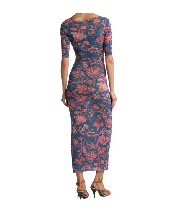 Etro V-neck Floral Motif Midi Dress