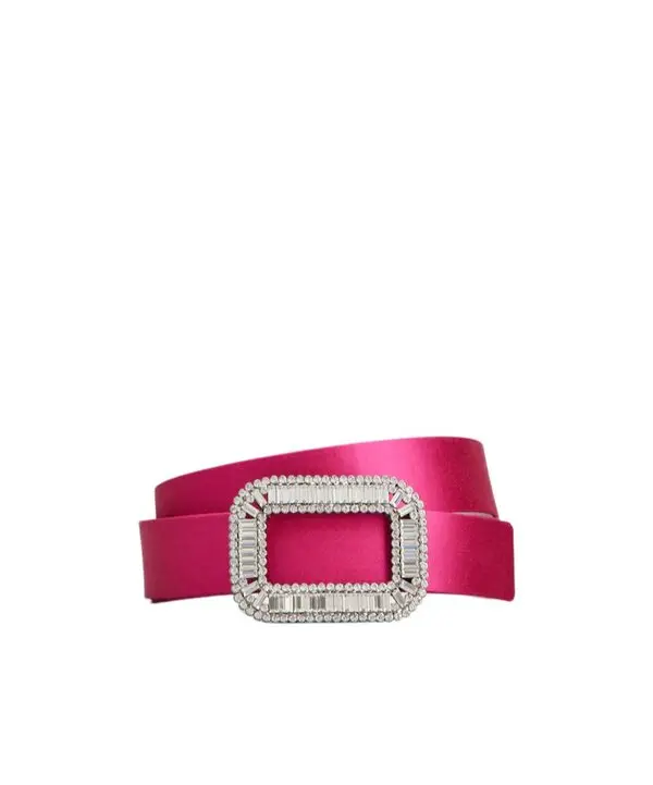 ROGER VIVIER Pilgrim Belt In Satin With Crystal Embellished Clasp - Burgundy
