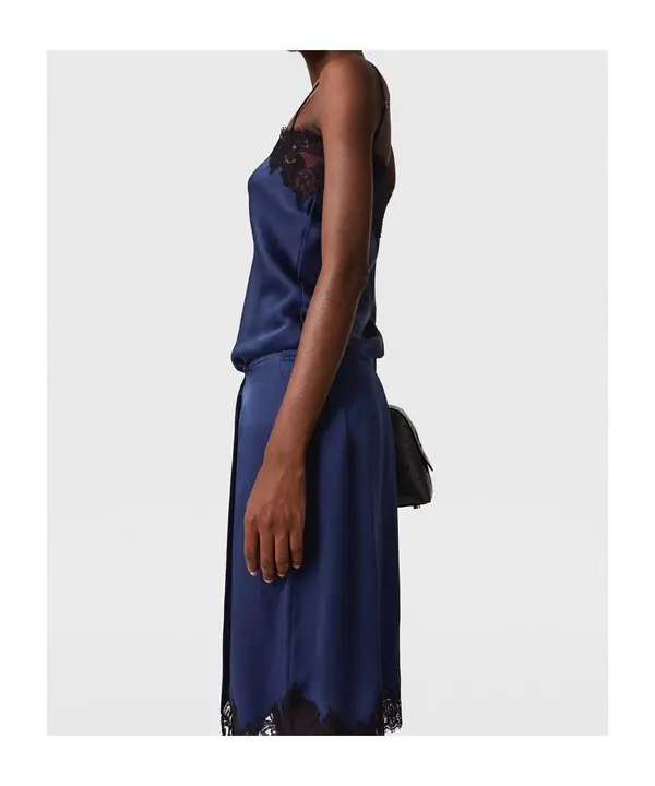 Stella McCartney Lace-trim Satin Top - Navy Blue