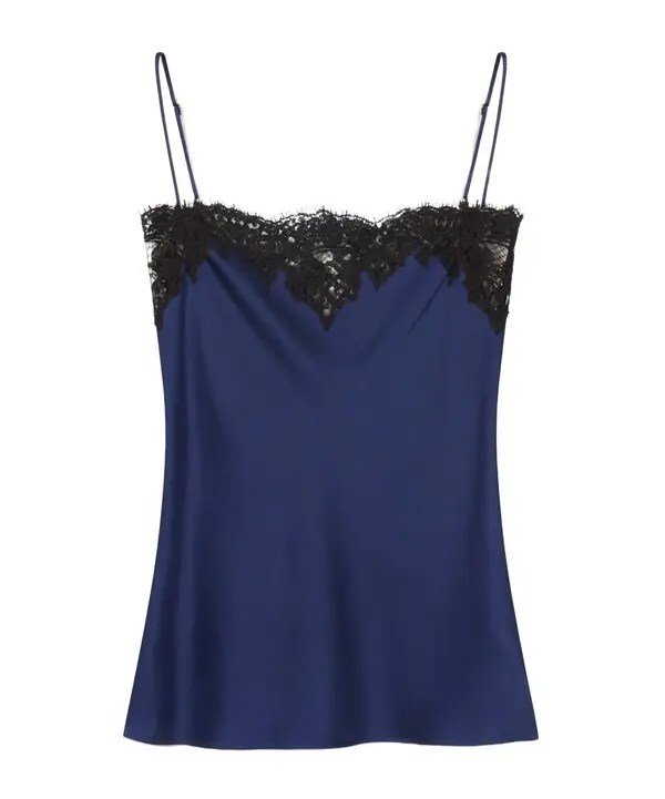 Stella McCartney Lace-trim Satin Top - Navy