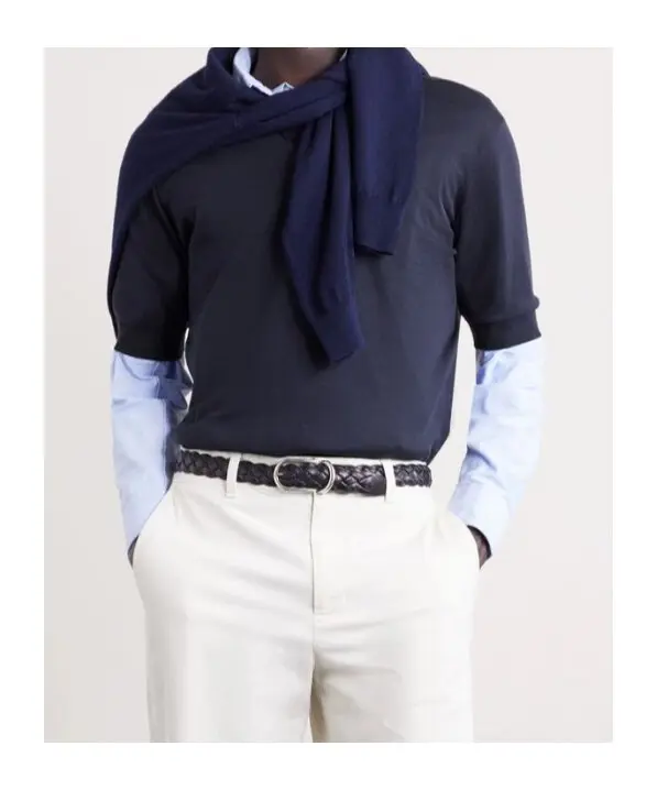 LARDINI Short Sleeve Knitted Polo Shirt
